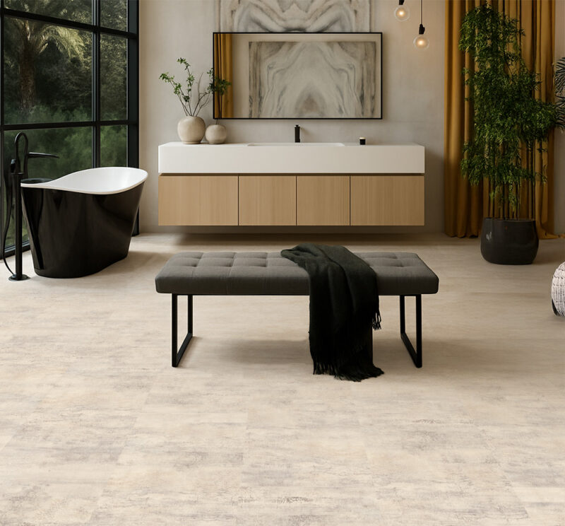 Ivory Concrete - 3/8" (9.5mm) - Swiss Real Linoleum Hydrowood Core ...